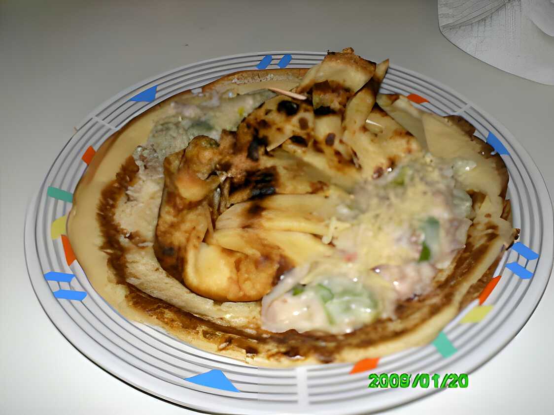 Recette de Crêpe farci aux poireaux et lardon