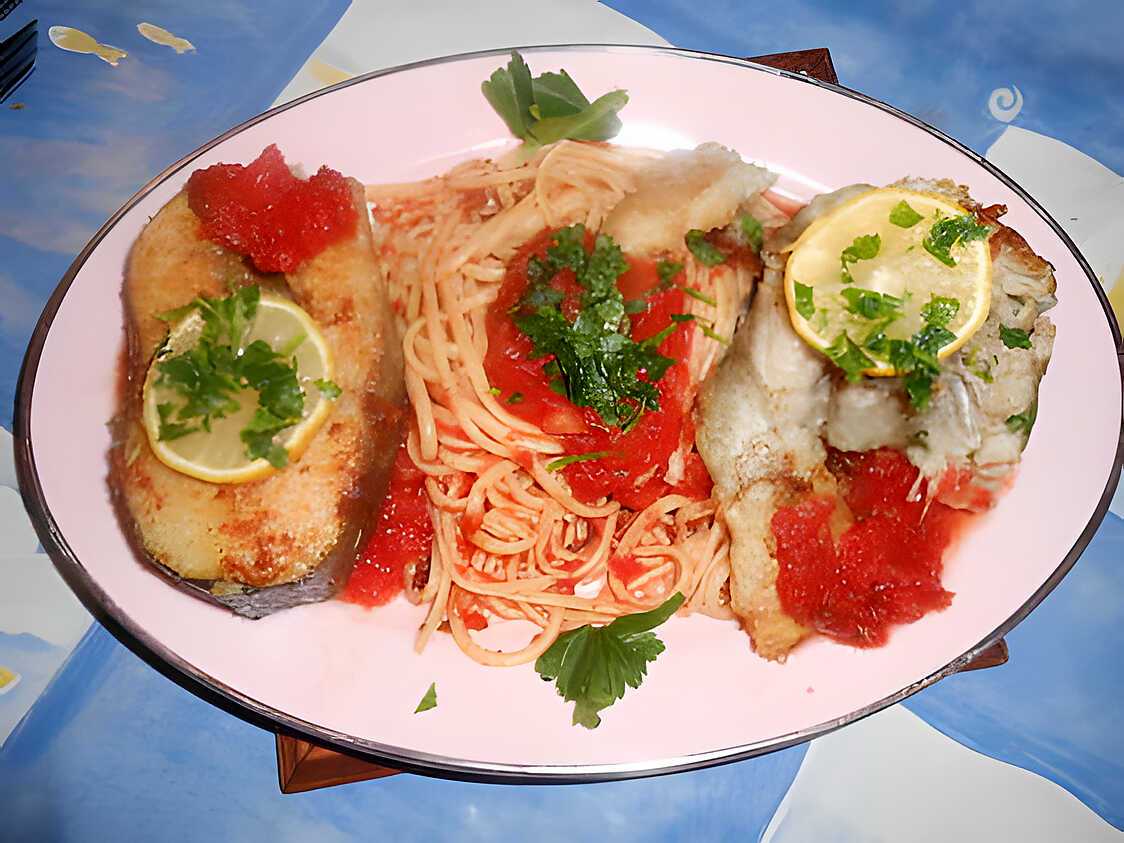 Recette de Darne de lieu jaune aux linguines