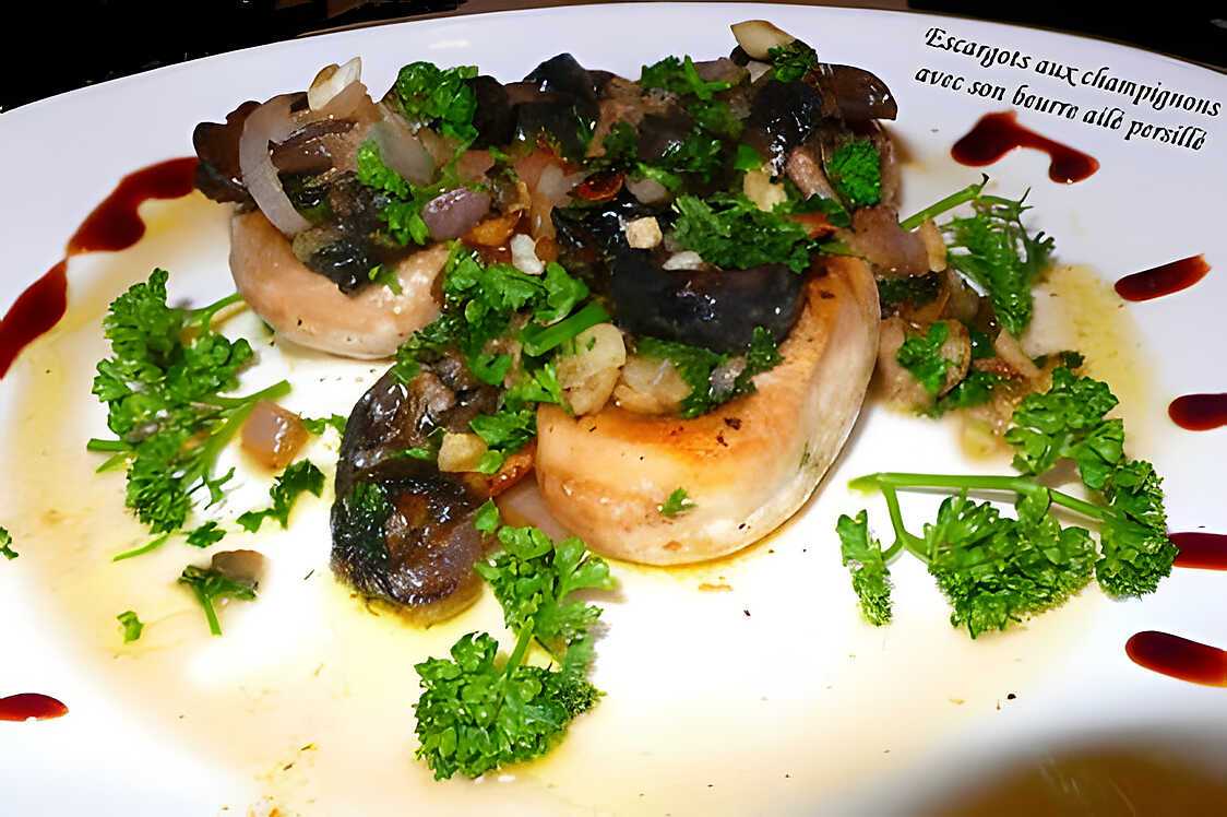 Recette d'Escargots aux champignons avec son beurre aillé persillé
