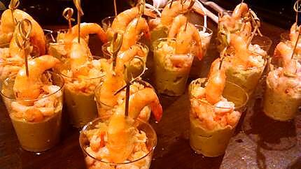 Recette de Verrines avocat crevette cocktails et gambas