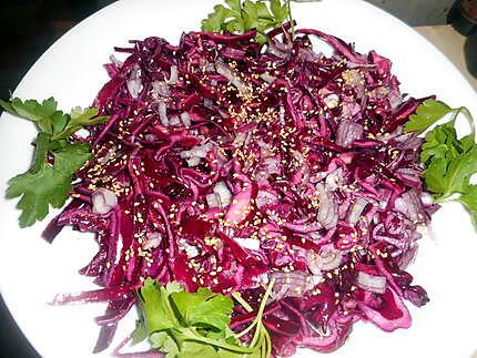 Recette de Salade de chou rouge aux sésames