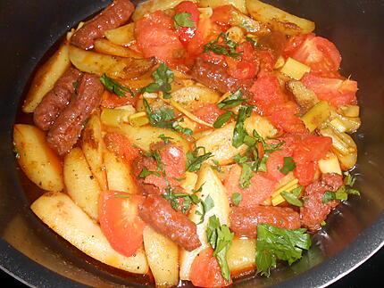 Recette de RAGOUT DE POMMES DE TERRE MERGUEZ ET OEUFS