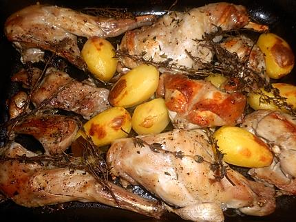 Recette de Lapin roti en saupiquet