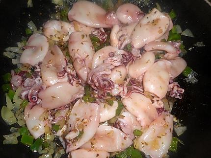 Recette de Supions à la sicilienne aux pipe rigate