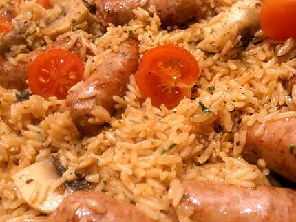 Recette de Riz poêlé aux chipolatas